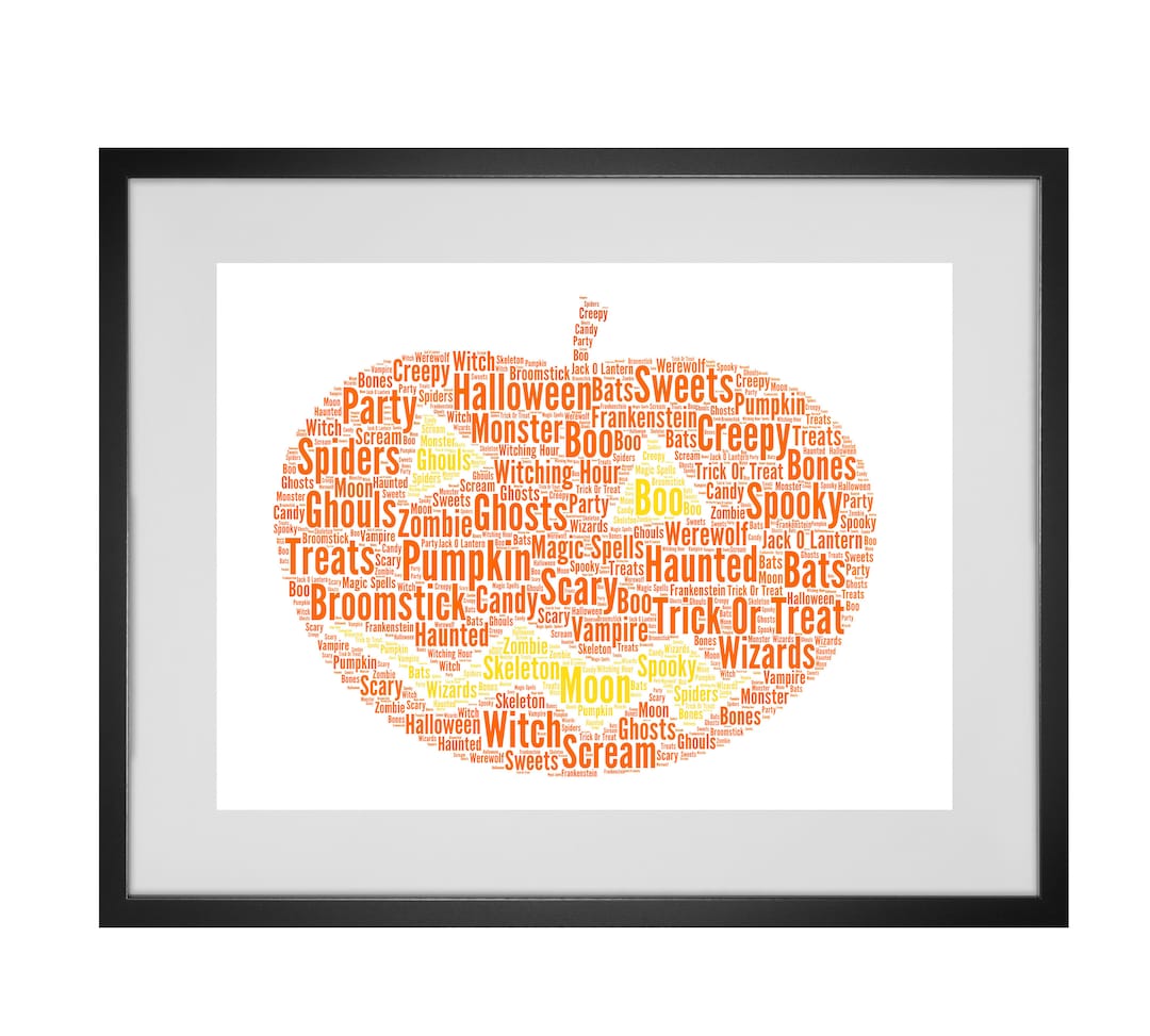 Personalised Halloween Pumpkin Word Art Print - Etsy