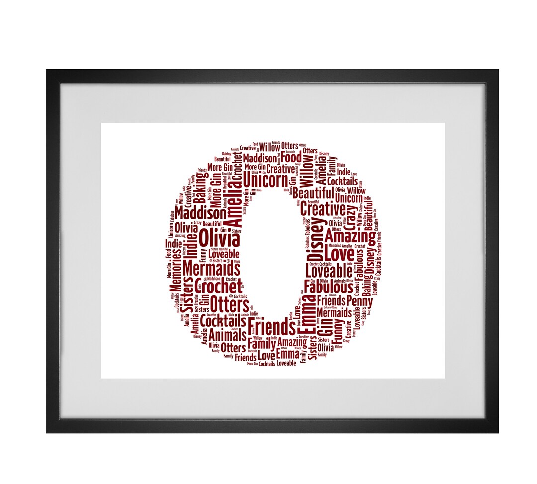 Personalised " O " Letter Initial Name Word Art Print - Etsy