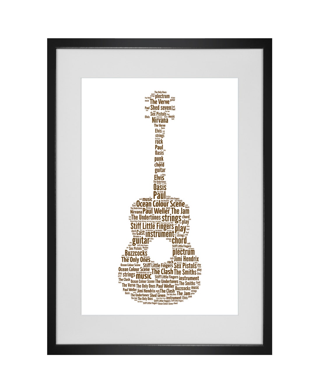 Personalised Guitar Word Art Print - Etsy