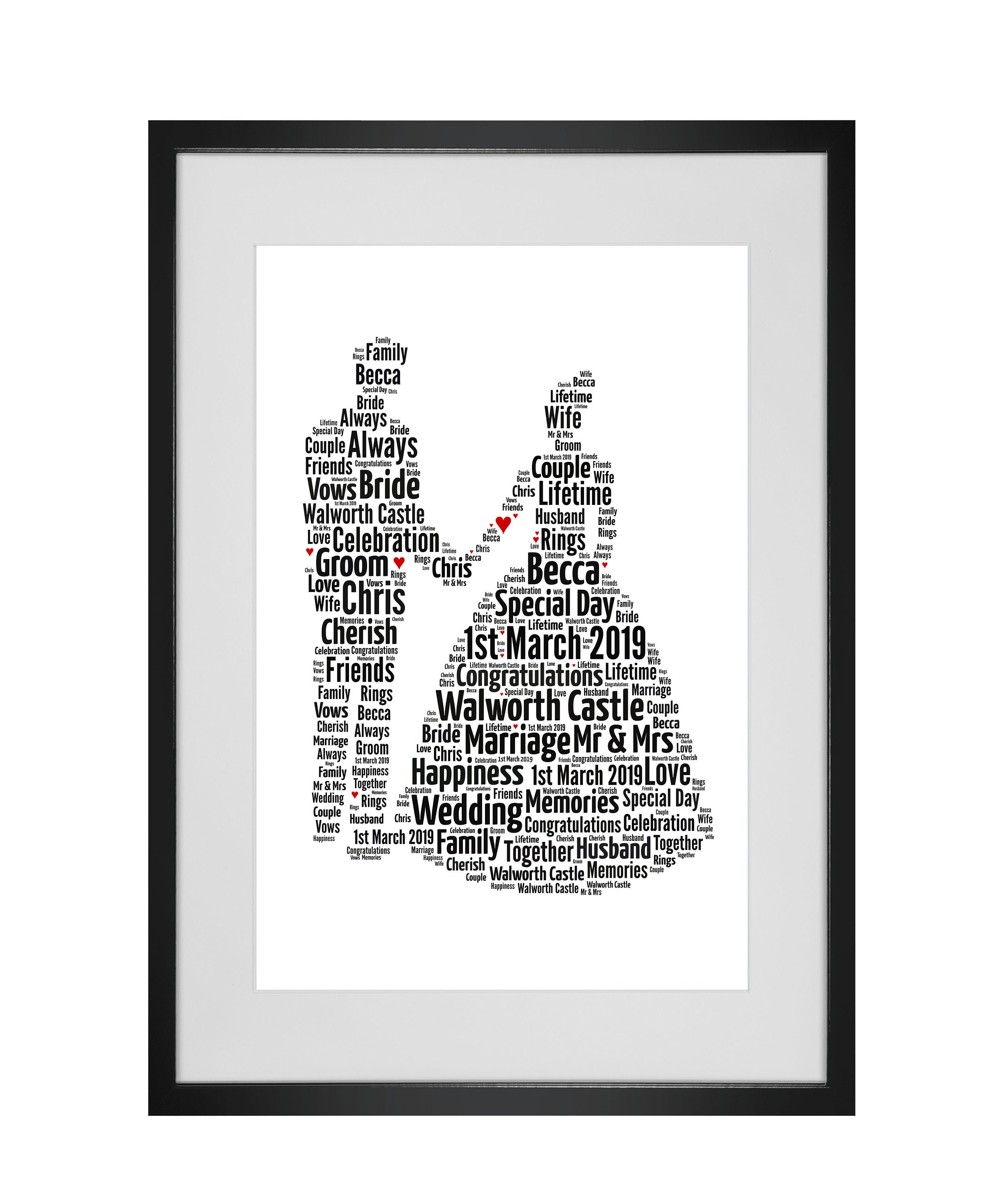 Personalised Wedding Couple Bride & Groom Word Art Print | Etsy