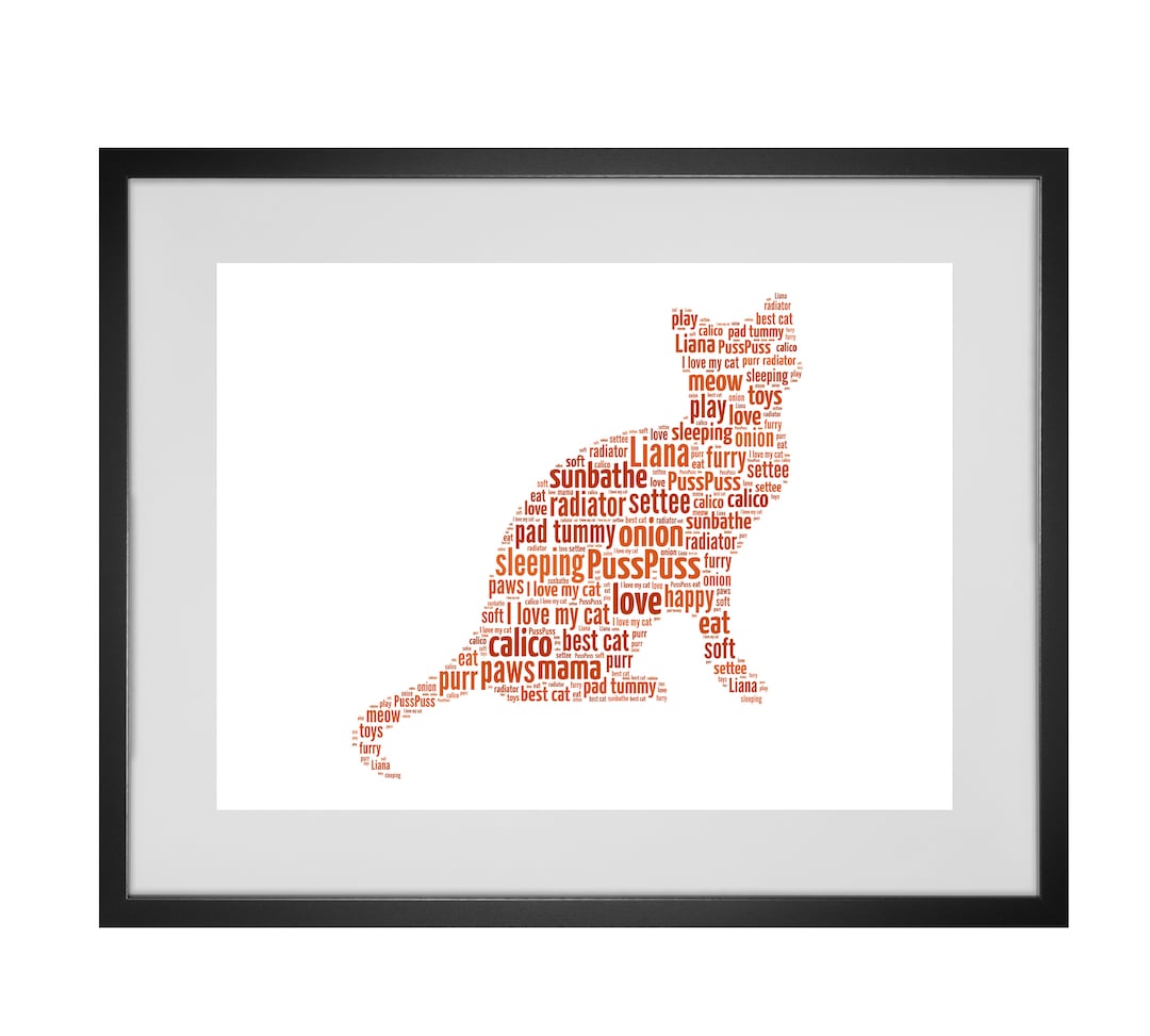 Personalised Cat Word Art Print - Etsy
