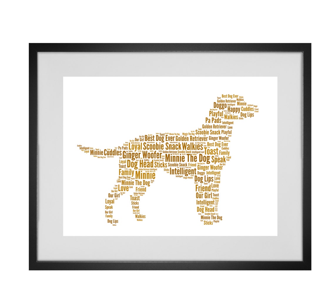 Personalised Golden Retriever / Labrador Dog Word Art Print - Etsy