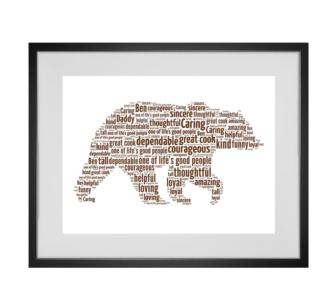 Personalised Bear Word Art Print - Etsy