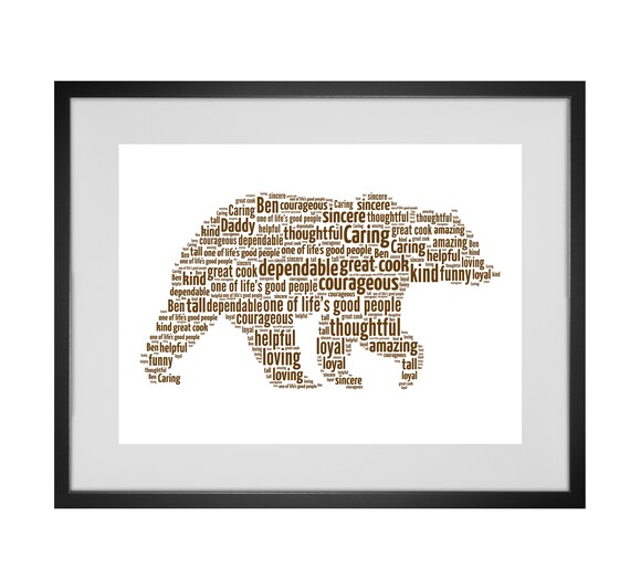 Personalised Bear Word Art Print - Etsy