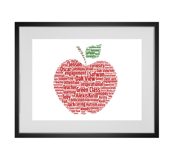 Personalised Apple Word Art Print - Etsy UK