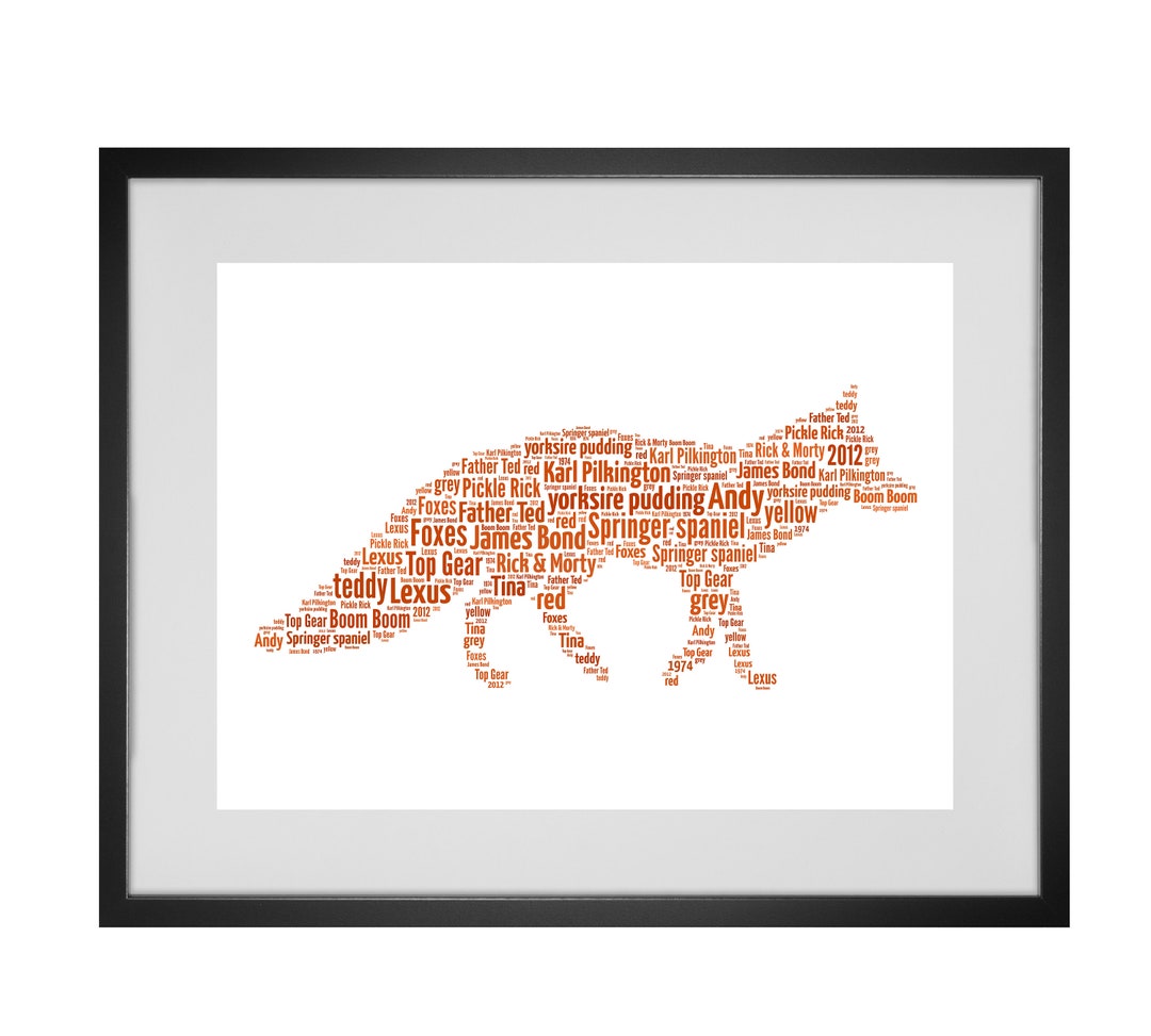 Personalised Fox Word Art Print - Etsy