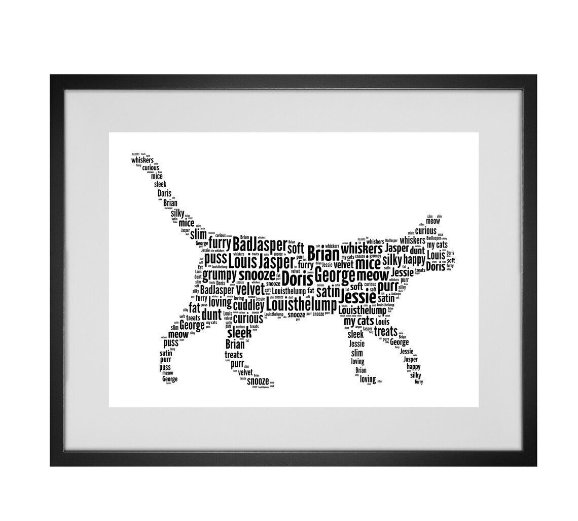 Personalised Cat Walking Word Art Print - Etsy
