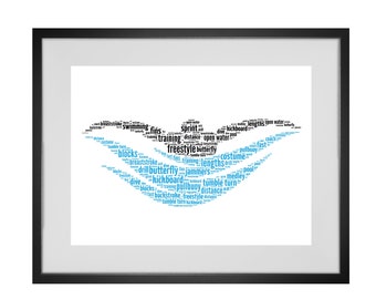 Personalised Swimmer Swimming Word Art Print | Etsy