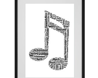 Music Note Print, Music Note Wordle, Musical Word Art, Gift for ...