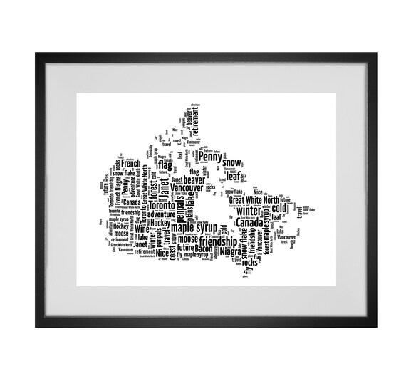 Personalised Canada Map Word Art Print - Etsy