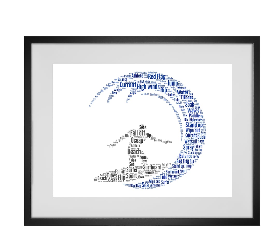 Personalised Surfing the Wave Word Art Print - Etsy