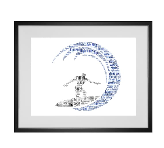 Personalised Surfing the Wave Word Art Print - Etsy