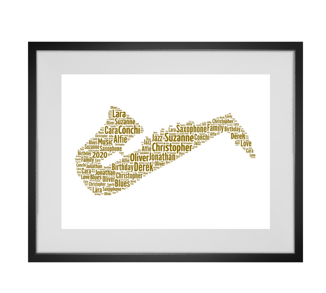 Personalised Saxophone Word Art Print - Etsy