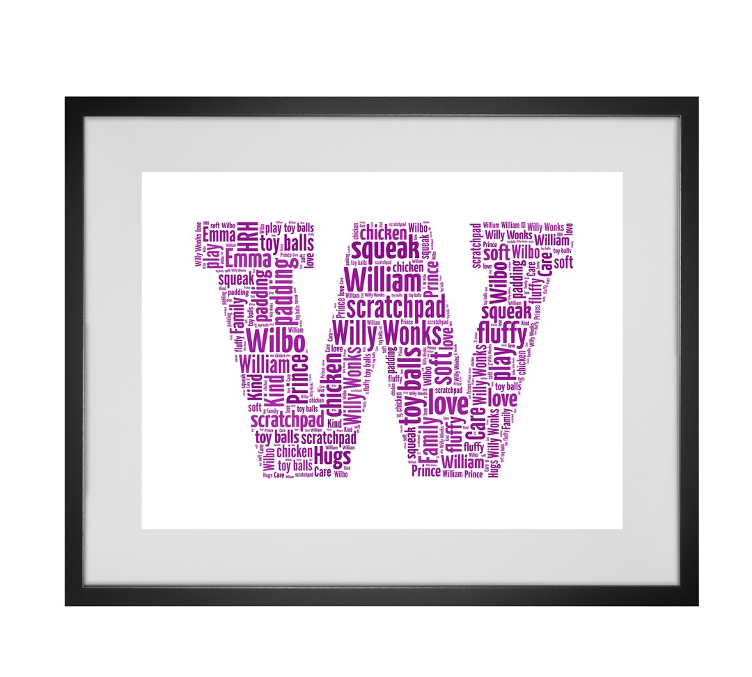 Personalised " W " Letter Initial Name Word Art Print - Etsy