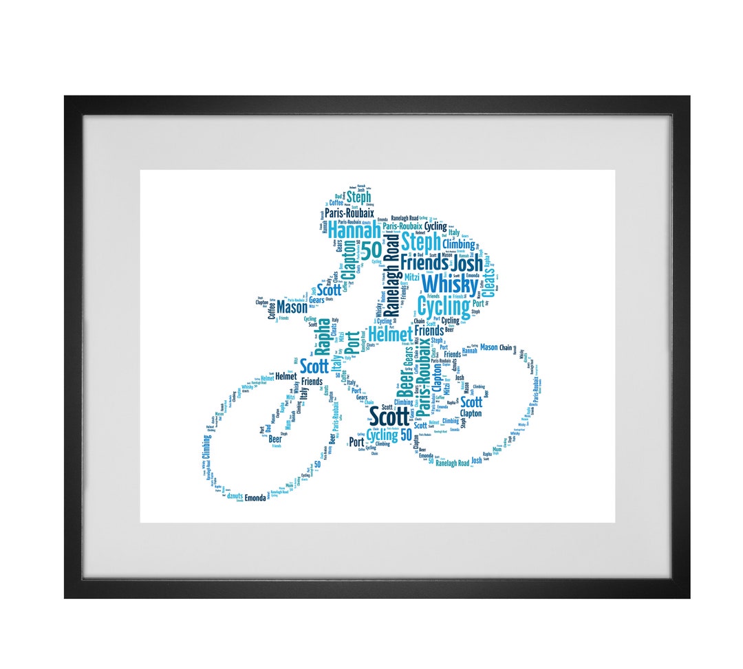 Personalised Cyclist Word Art Print - Etsy
