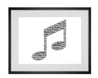 Music Note Print, Music Note Wordle, Musical Word Art, Gift for ...