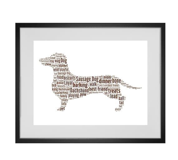 Personalised Dog Word Art Dachshund Sausage Design Any Breed - Etsy UK