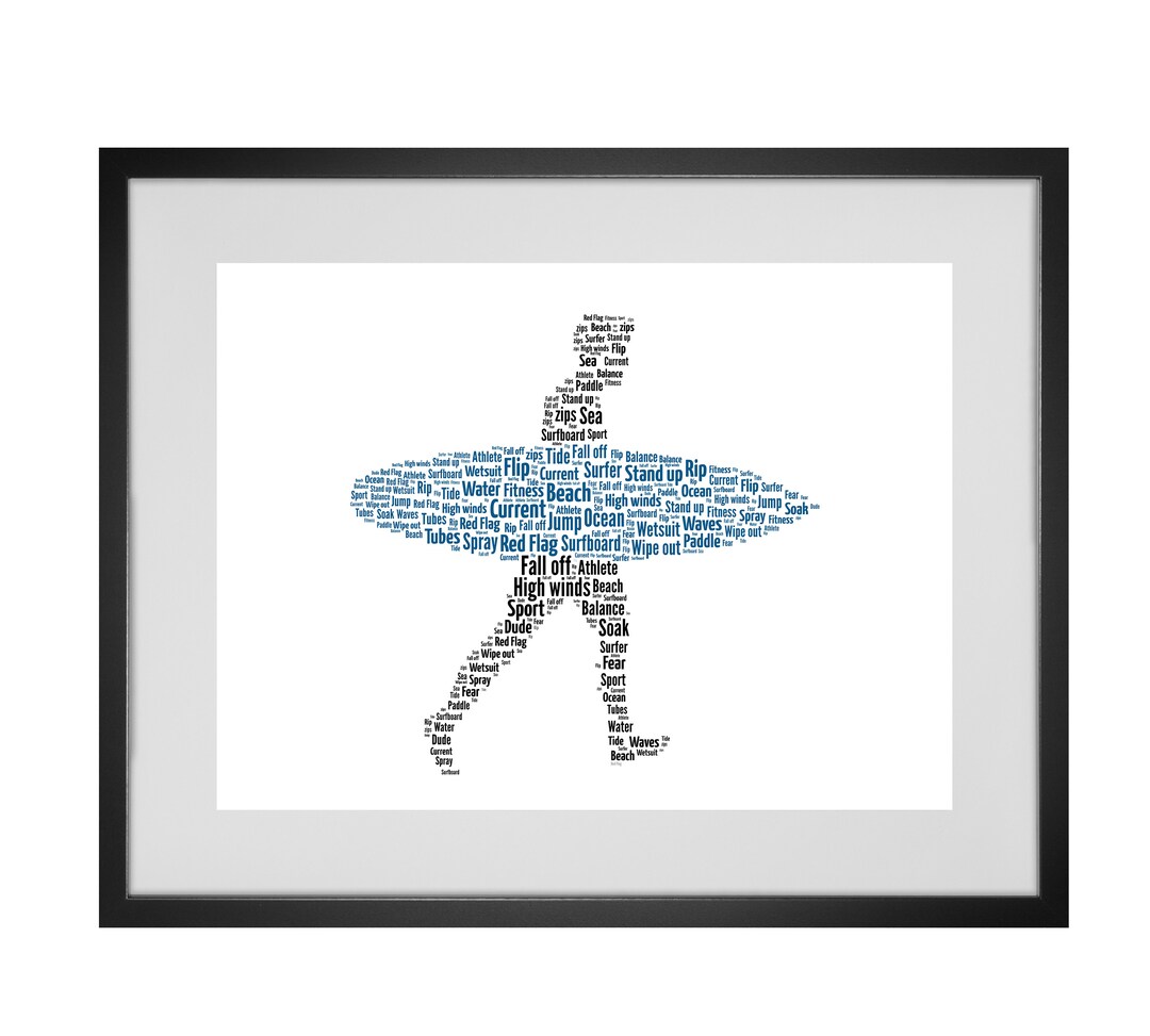 Personalised Surfer Word Art Print - Etsy