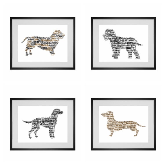 Personalised Dog Word Art Print Your Choice of Breed All Can | Etsy