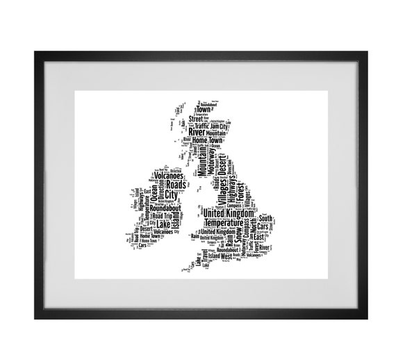 Personalised UK Map Word Art Print | Etsy