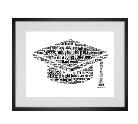 Personalised Graduation Hat Word Art Print - Etsy