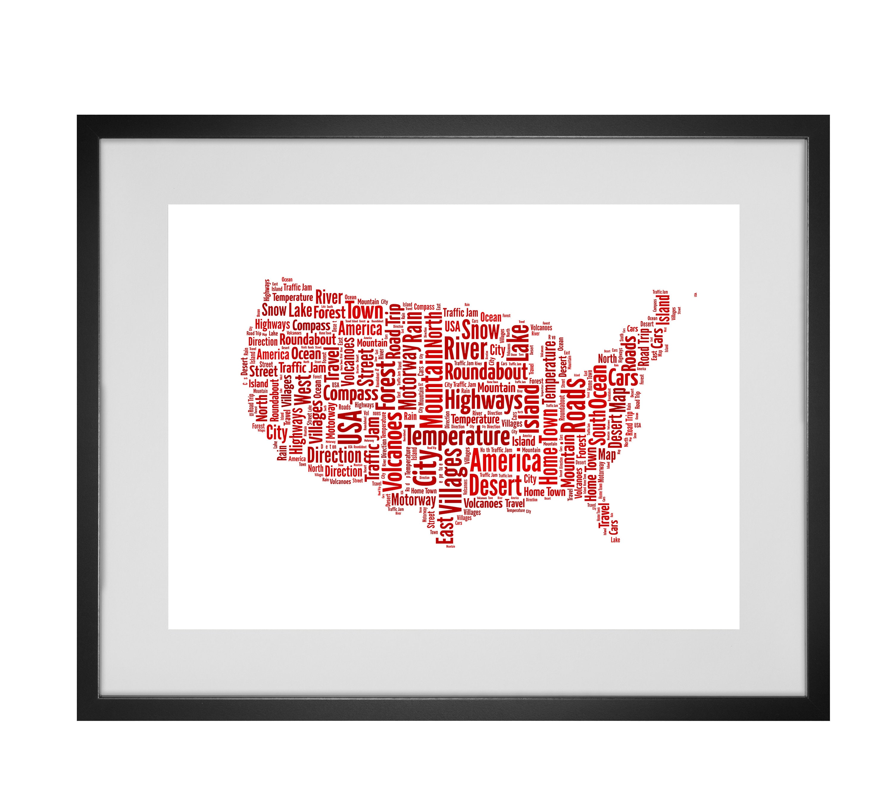 Personalised USA Map Word Art Print - Etsy