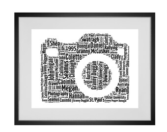 CAMERA Shaped Personalised Word Art - Etsy