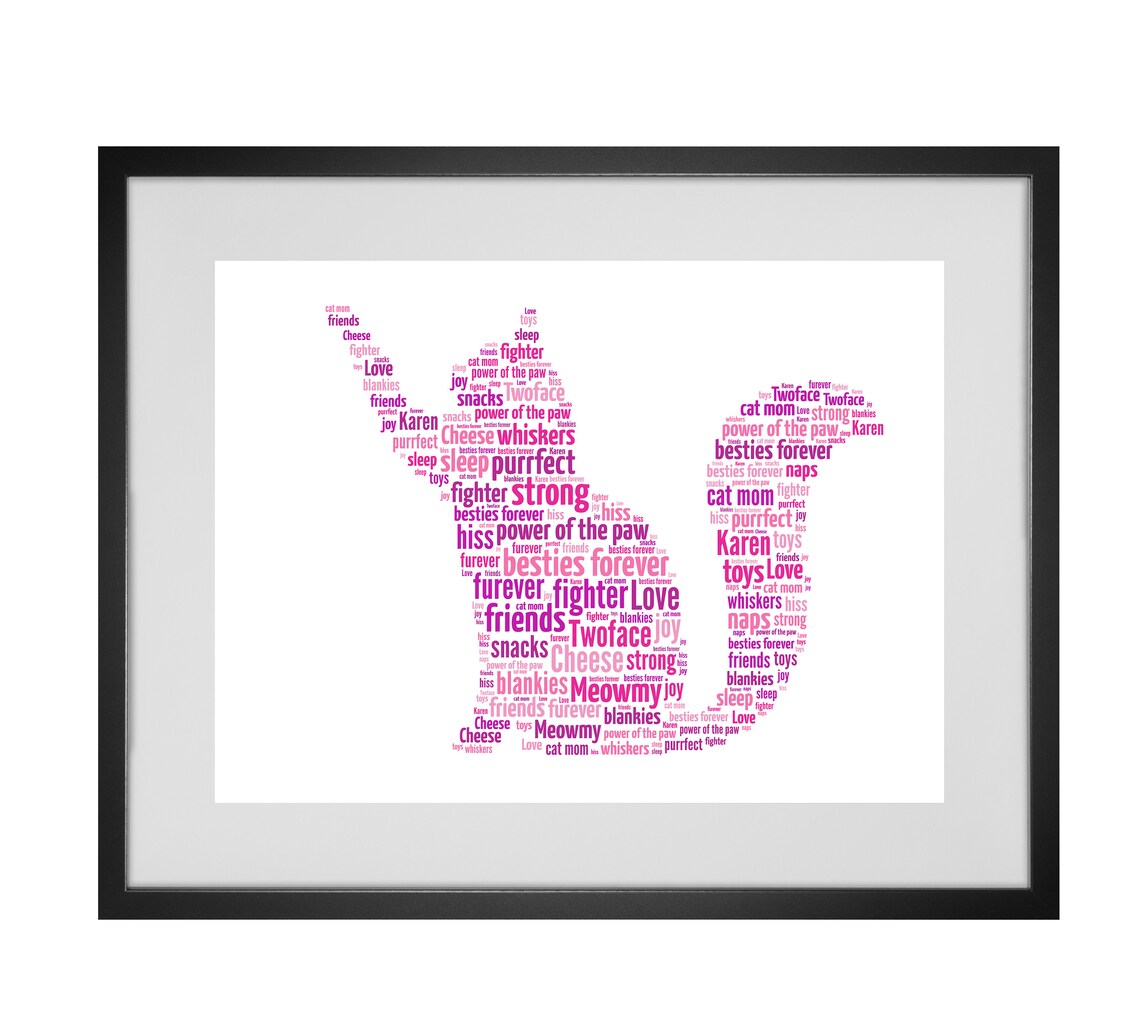 Personalised Cat Paw Word Art Print - Etsy