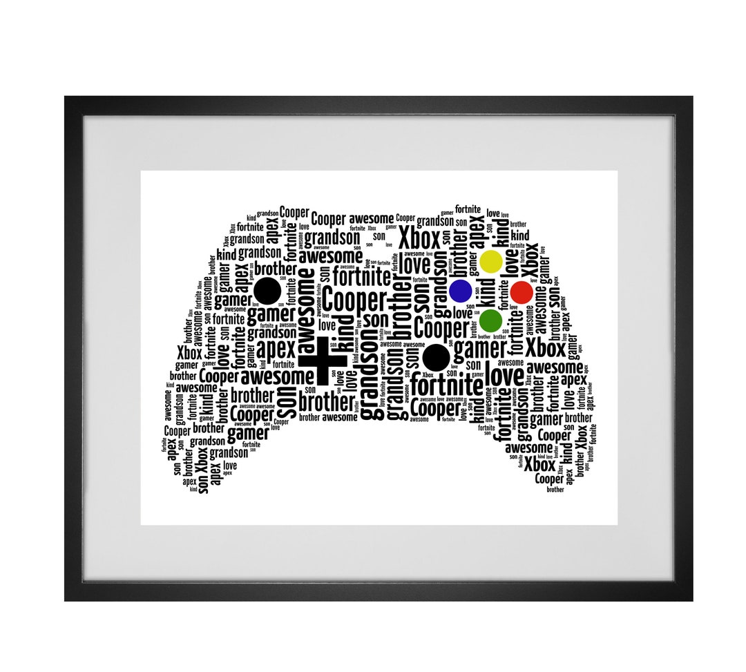 Personalised Controller Gamer Word Art Print - Etsy