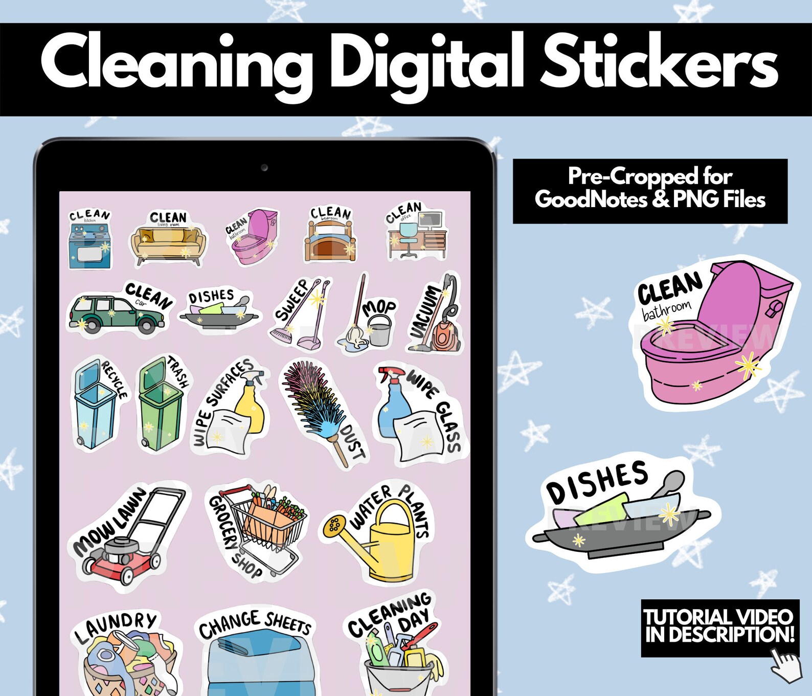 Chores & Cleaning Digital Stickers Goodnotes Stickers - Etsy Norway