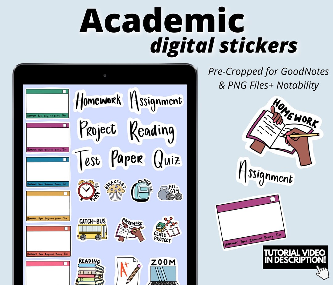 Student Planner Digital Stickers, Goodnotes Stickers, Pre-cropped ...