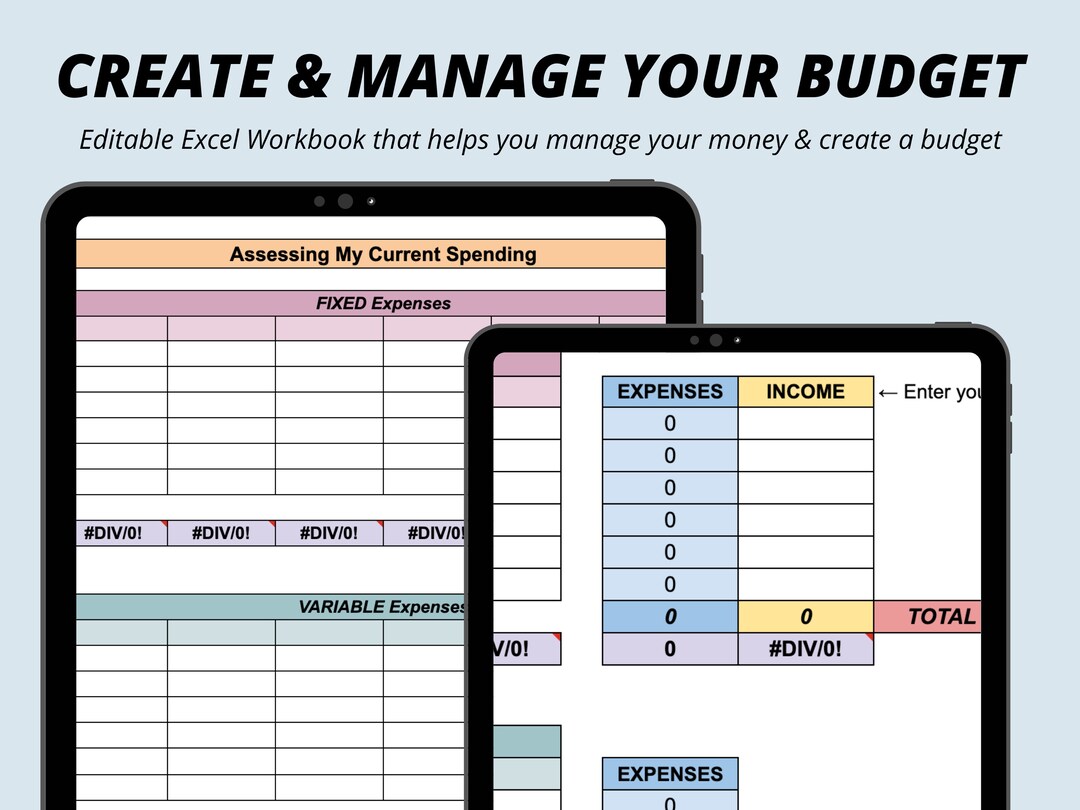 Editable Excel Workbook for Creating & Managing Your Budget | Cash ...
