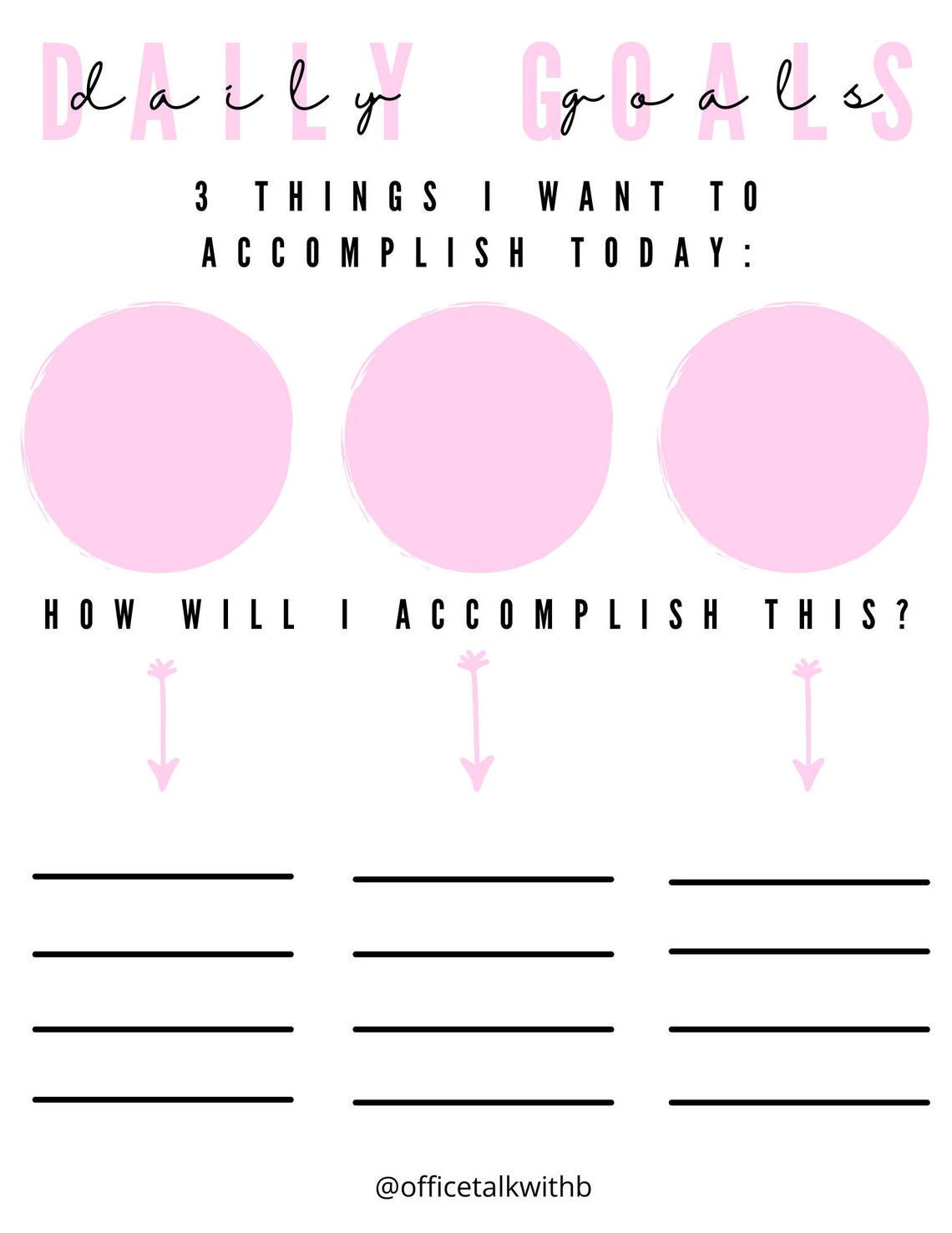 Daily Goals Printable Daily Goals Template Get More Done | Etsy