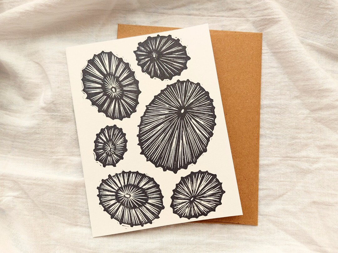 Opihi Shells Linocut Greeting Card, Hawaii Gift Made on Maui, Handmade ...