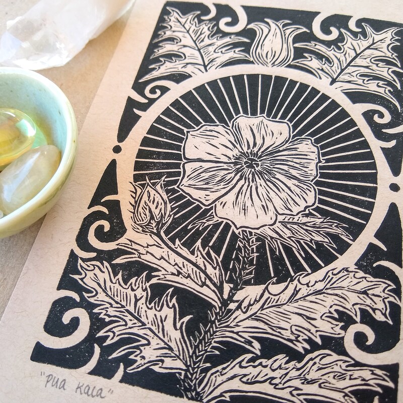 Flower Linocut - Etsy
