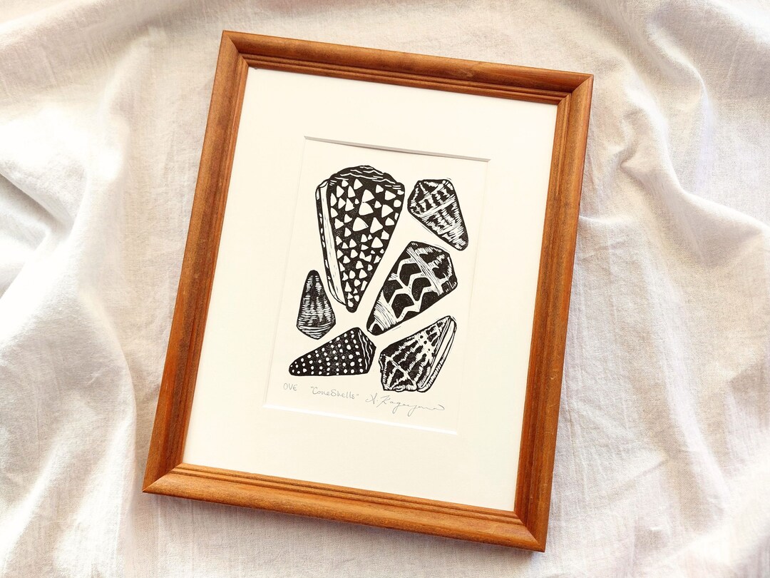 Cone Shells, 5x7 Prints Seashells Art Print, Original Hand-carved ...