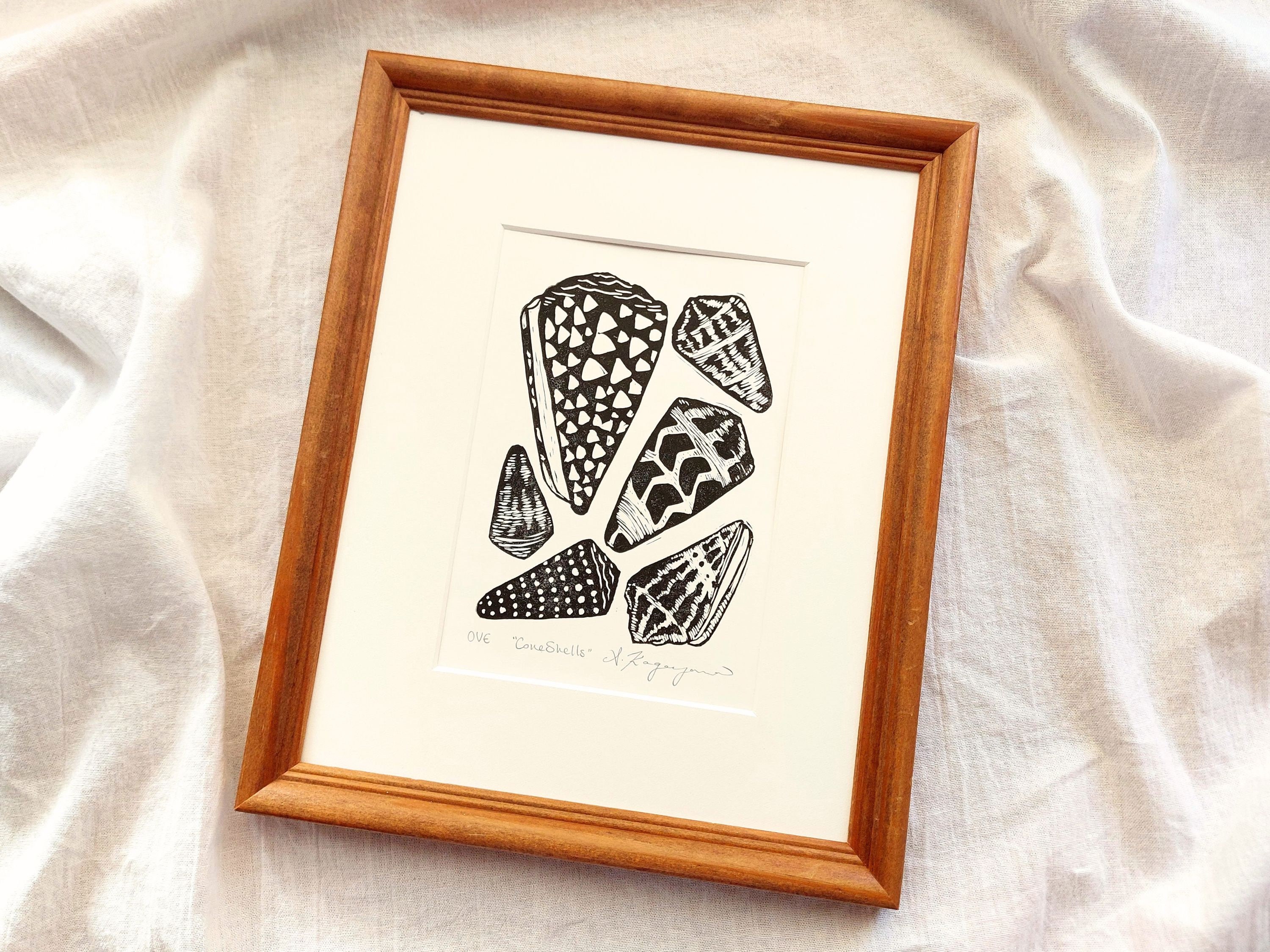Cone Shells, 5x7 Prints Seashells Art Print, Original Hand-carved ...