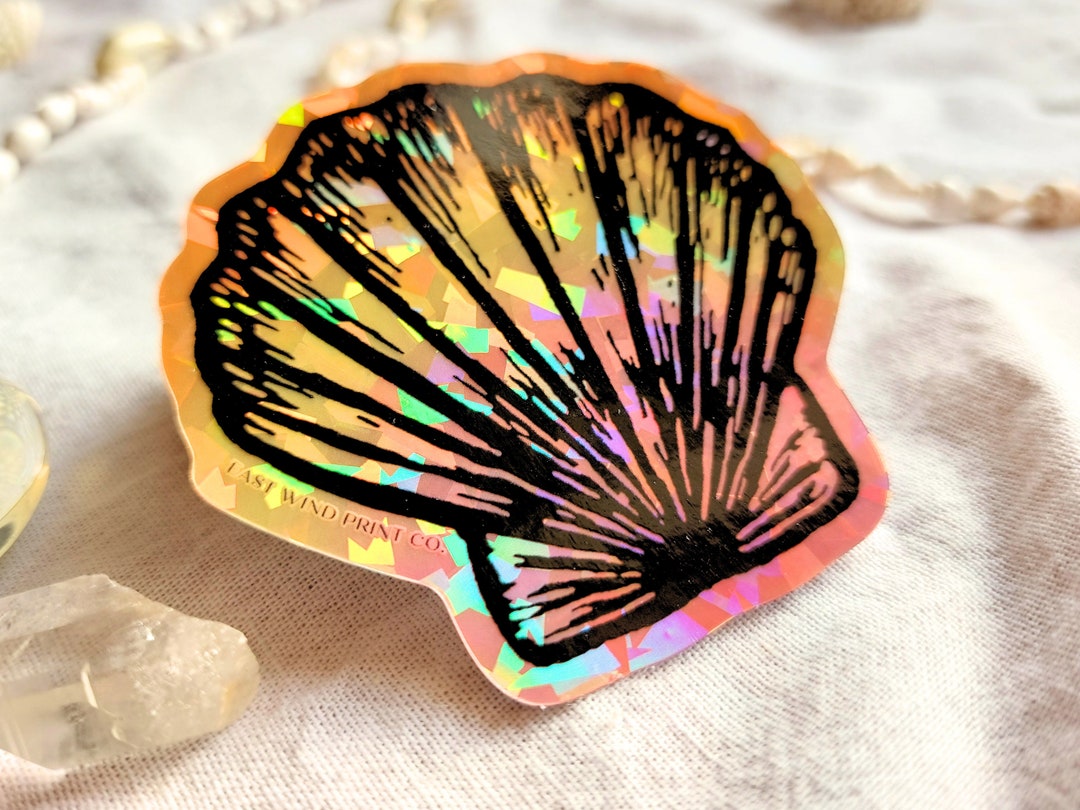 Hawaii Sunrise Shell Sticker, Hawaiʻi Water Bottle Sticker, Glitter ...