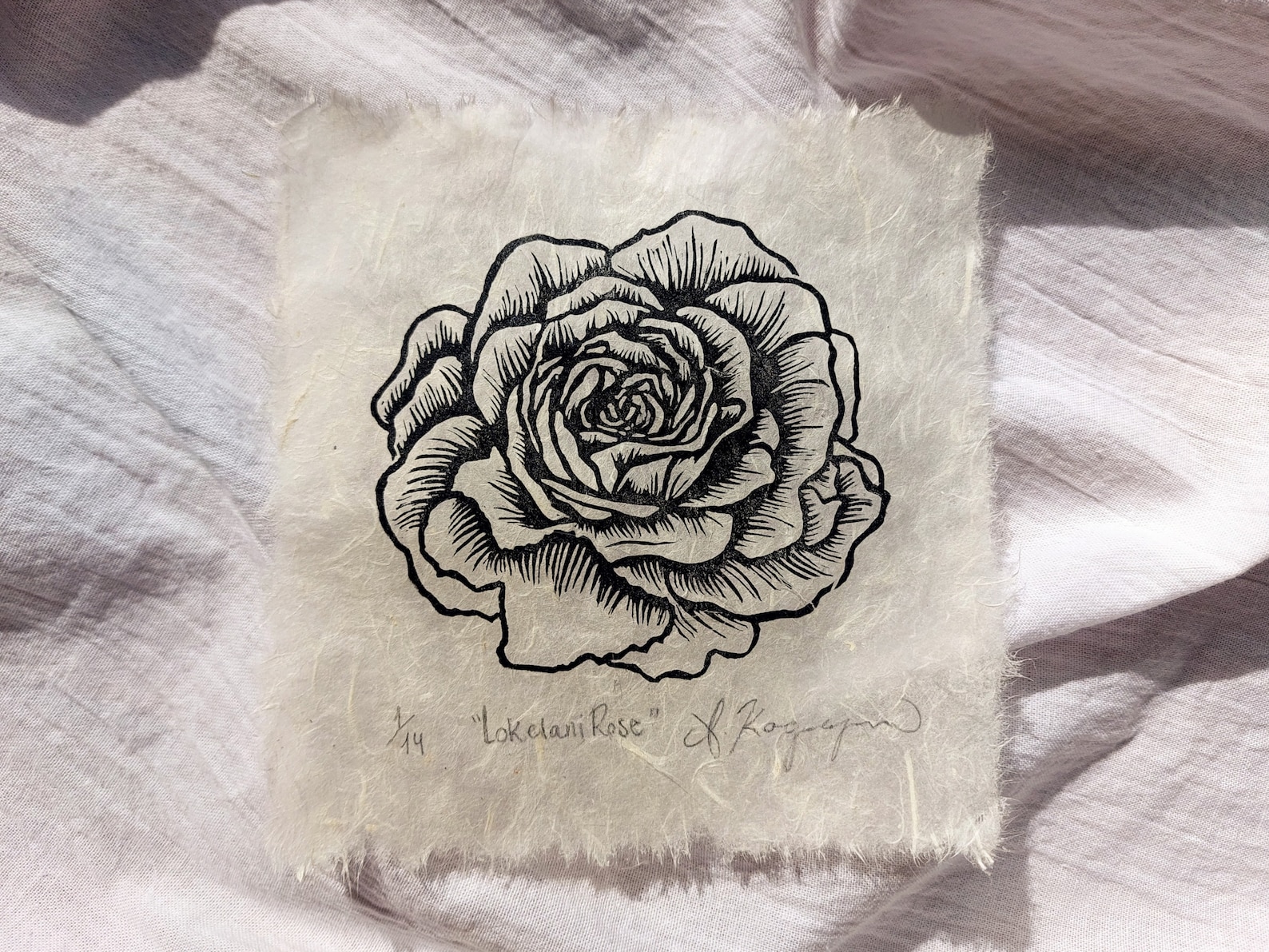 Lokelani Rose Linocut Print, Official Island Flower of Maui, Original ...