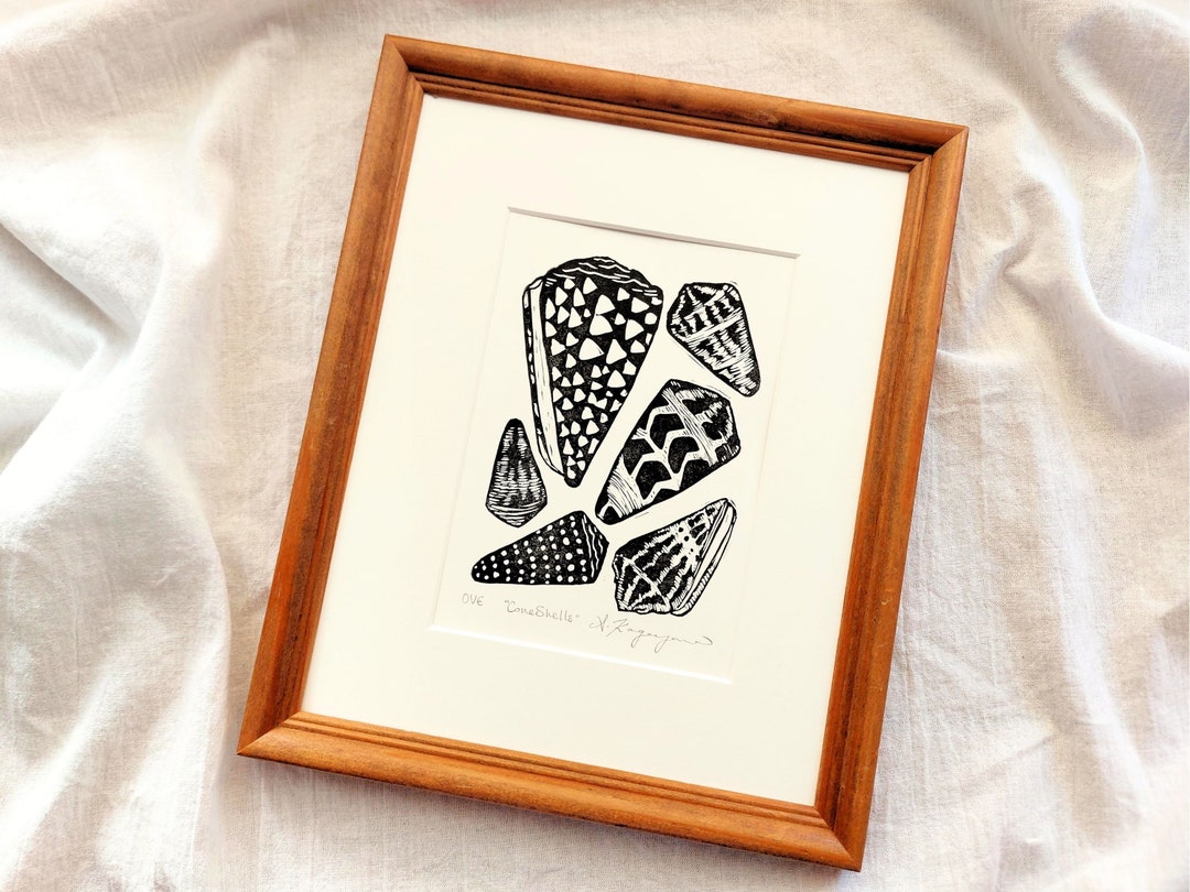 Cone Shells, 5x7 Prints Seashells Art Print, Original Hand-carved ...