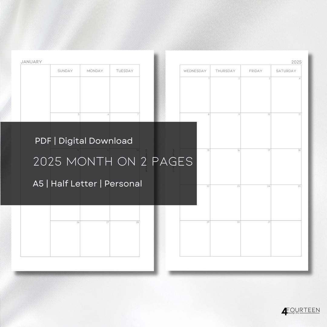 2025 Monthly Planner | Month on 2 Pages | Monthly Overview | Printable ...