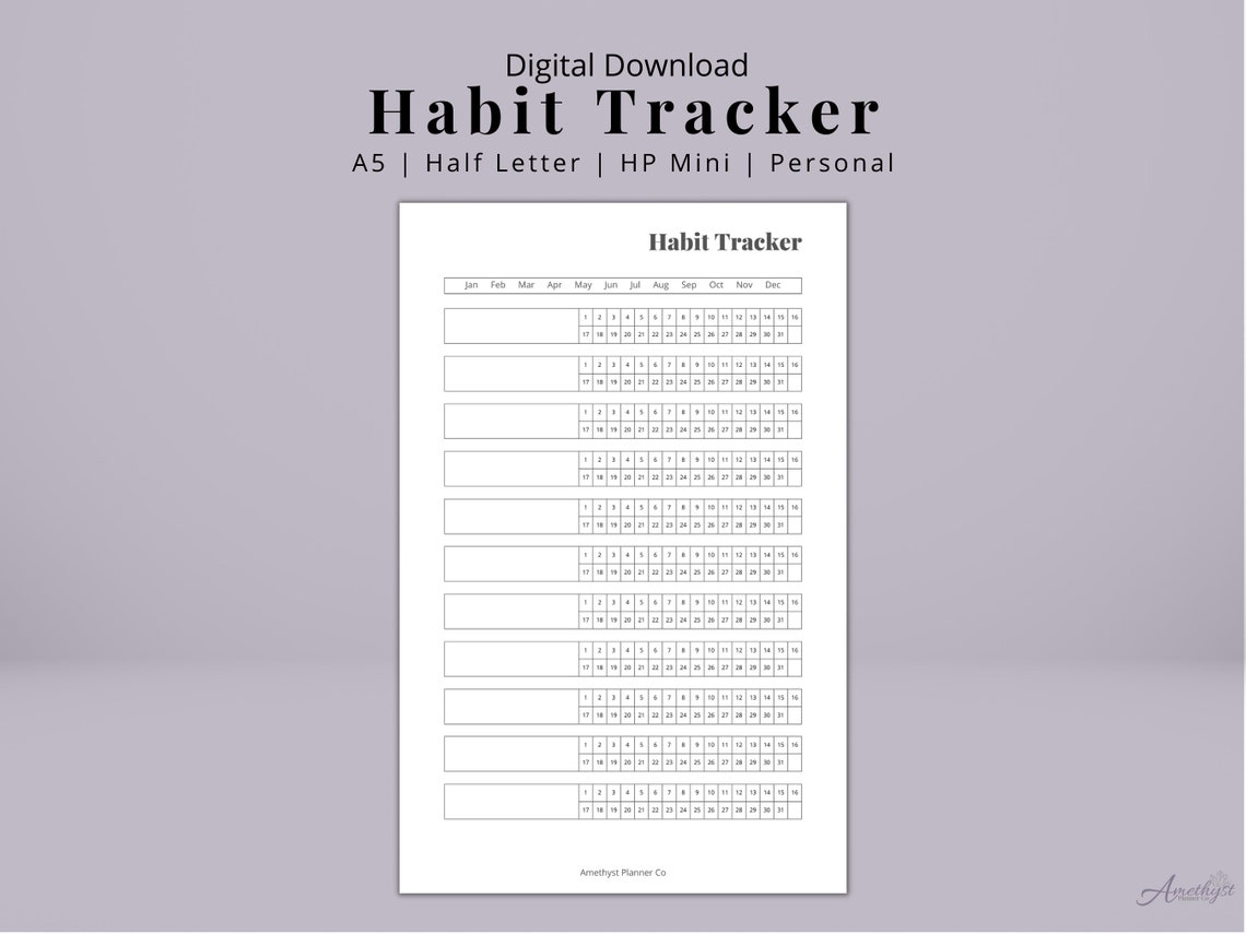 Habit Tracker Printable Printable Planner Insert Digital Download A5 ...