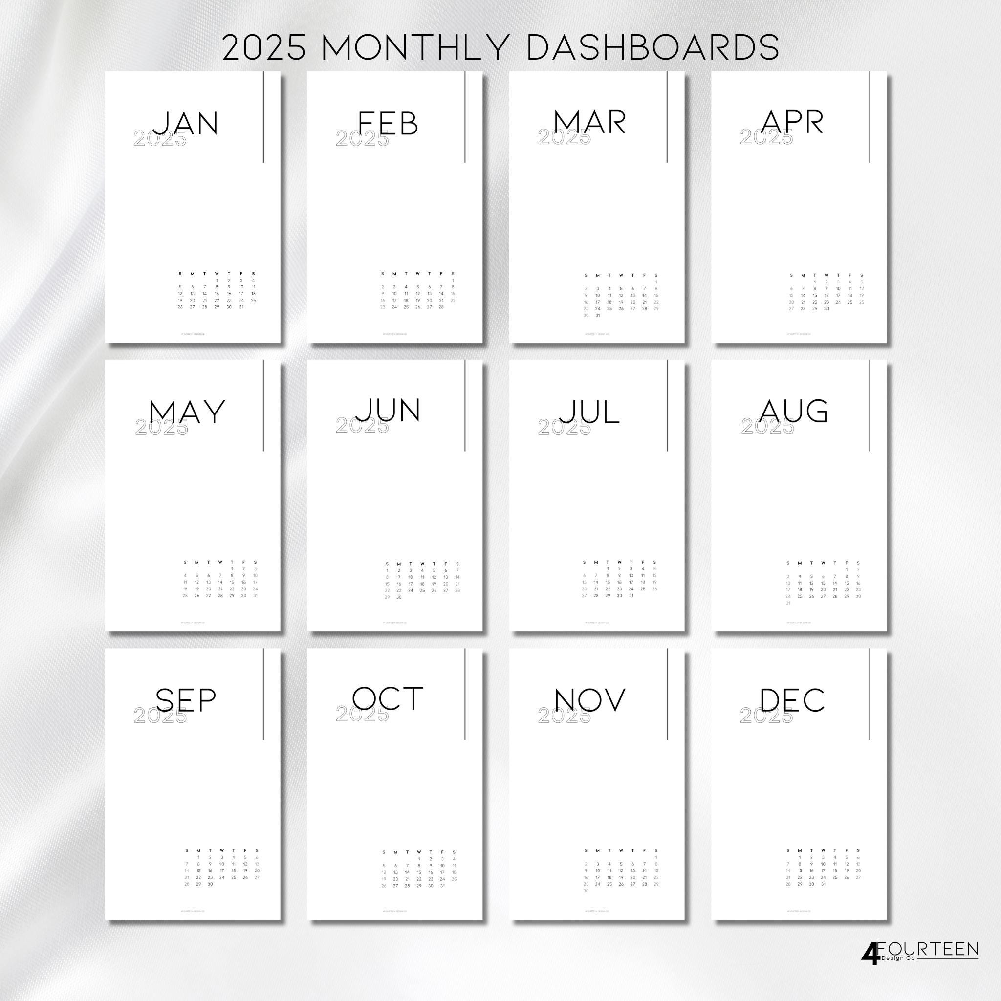 2025 Monthly Dashboards | Printable Dashboard | Digital Download ...