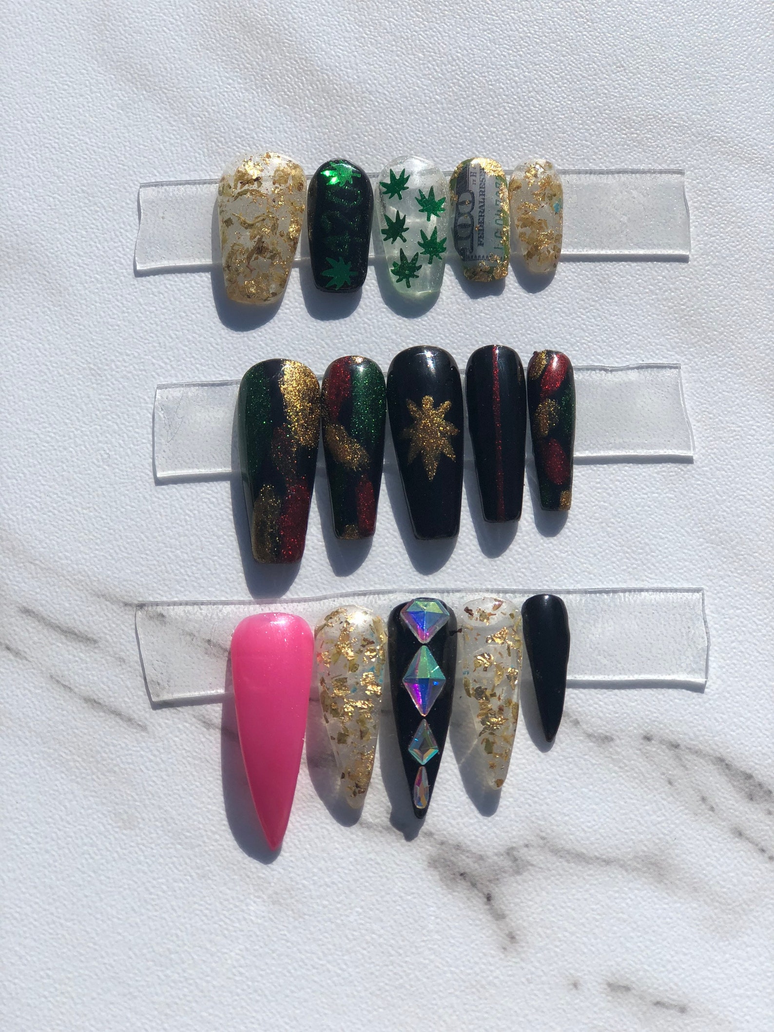 420 Press on Nail Bundle Marijuana Nails High Life Bundle | Etsy