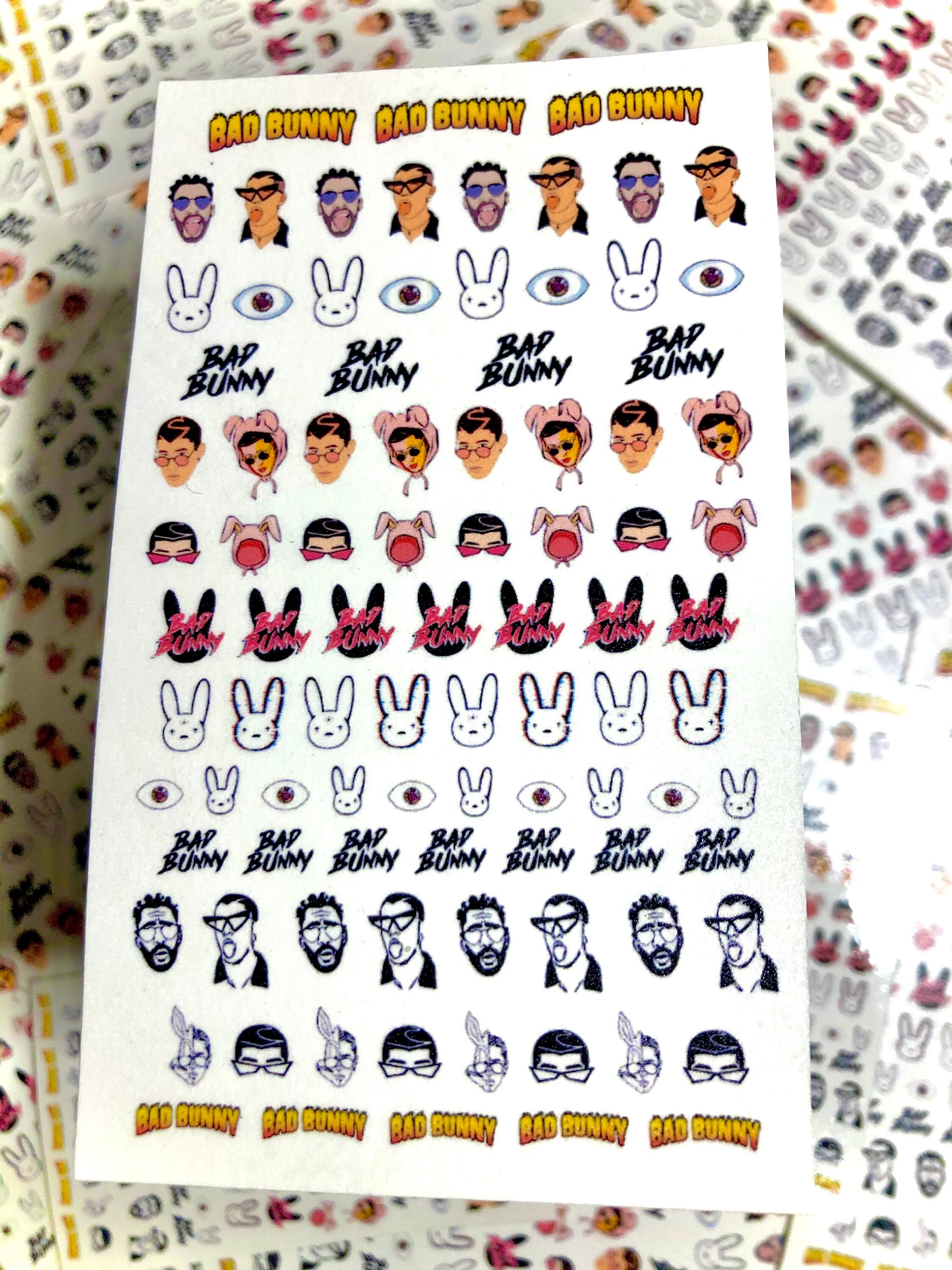 Jewelry & Beauty Choose Stickers or Waterslide nail decals Bad Bunny ...