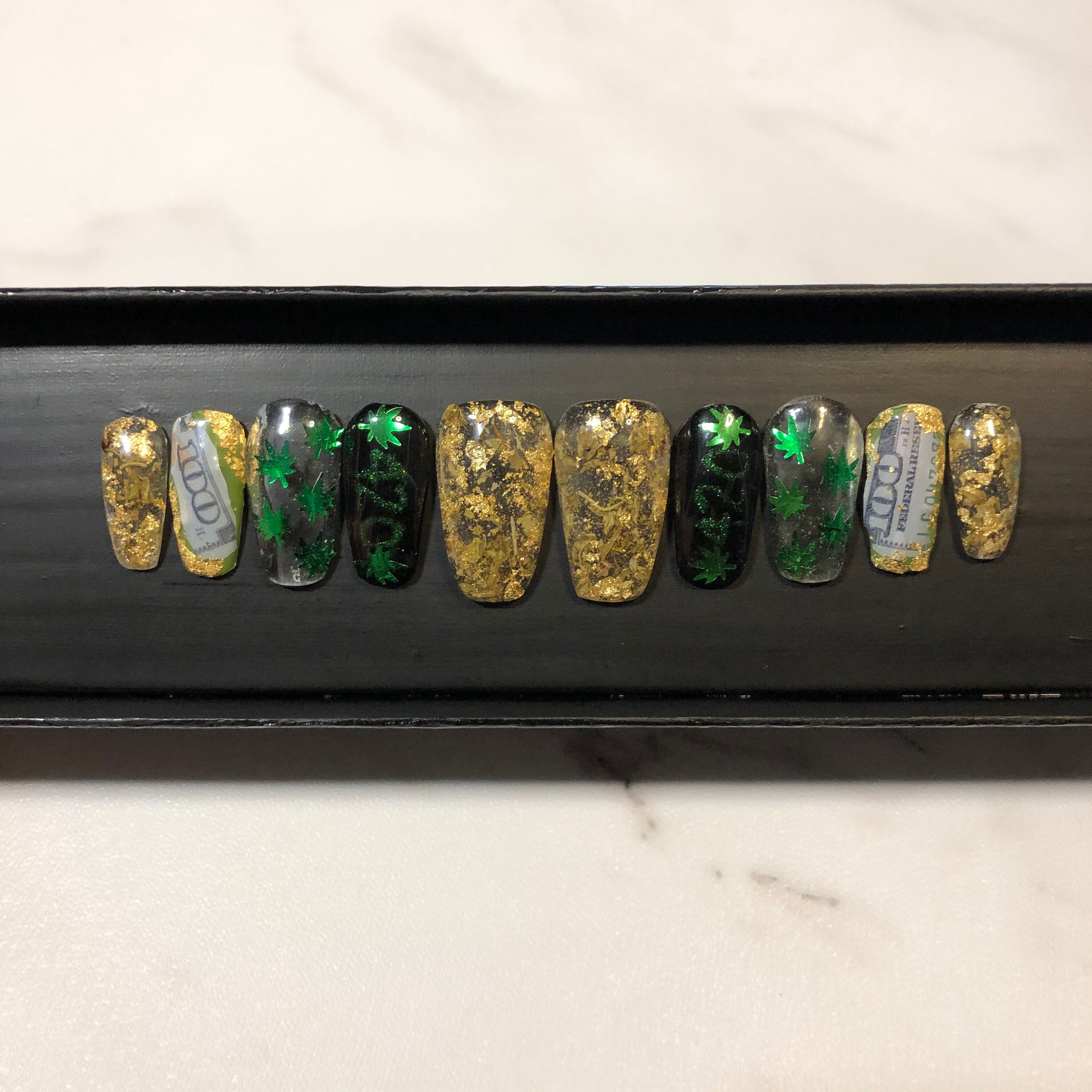 420 Press on Nail Bundle Marijuana Nails High Life Bundle | Etsy