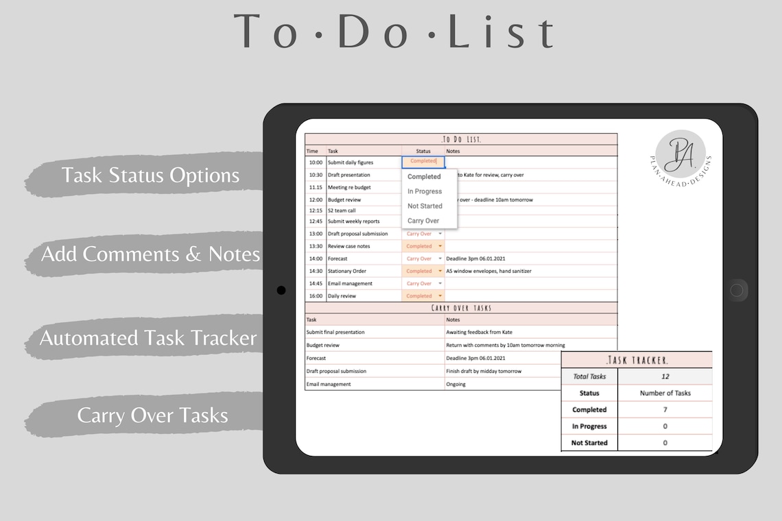 2024 Digital Weekly Daily Planner to Do List Productivity Tracker ...