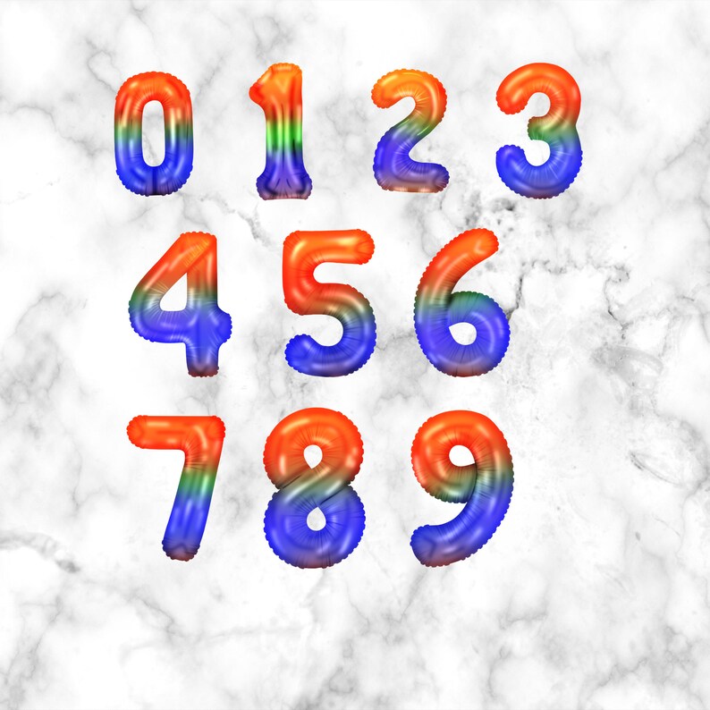 Foil Balloon Number Clipart Bold Numbers Party Balloon Clip Art Instant ...