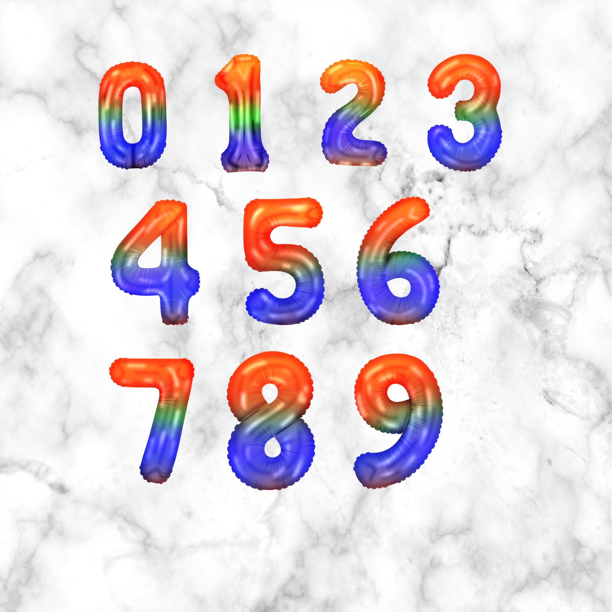 Foil Balloon Number Clipart Bold Numbers Party Balloon Clip Art Instant ...