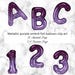 Purple Ombre Foil Balloon Alphabet & Numbers, Clipart Set With PNG ...